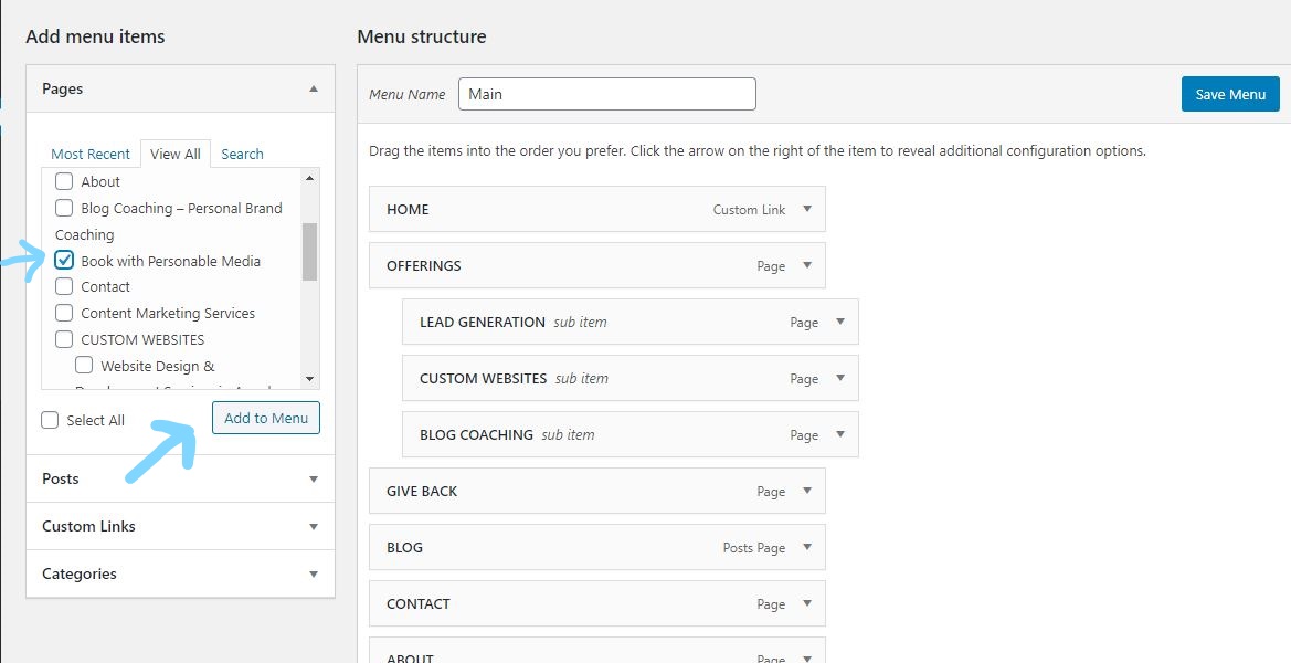 How To Edit Your Navigation Bar In WordPress - Personable Media