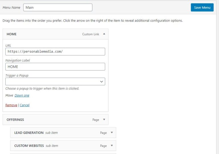 How To Edit Your Navigation Bar In WordPress - Personable Media
